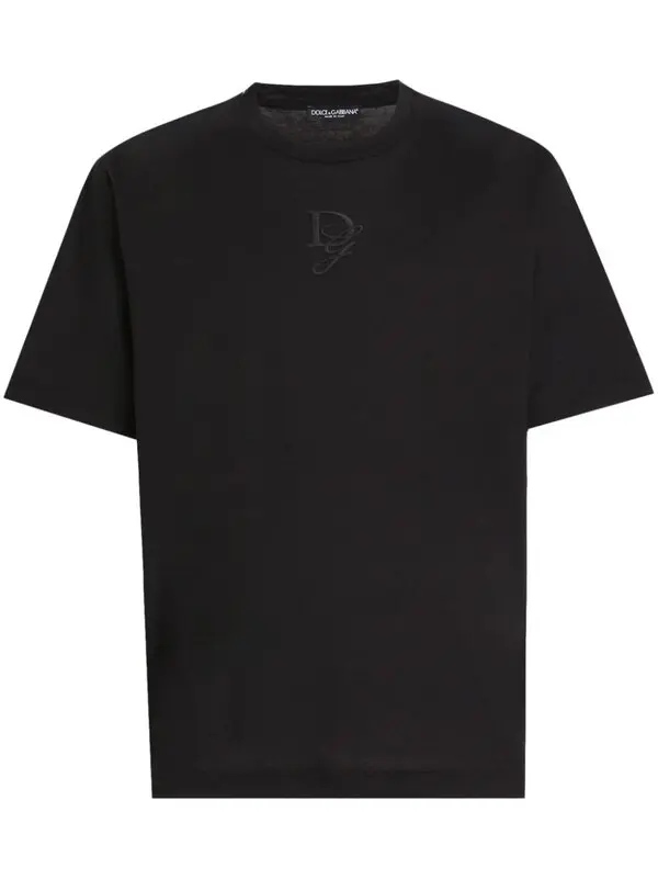 Dolce & Gabbana Logo-embroidered Cotton T-shirt - Black