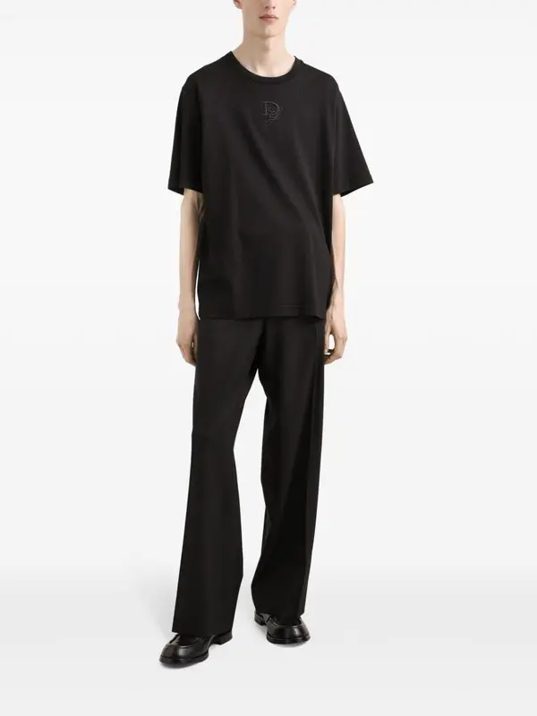 Dolce & Gabbana Logo-embroidered Cotton T-shirt - Black