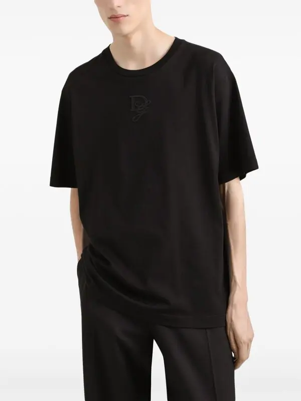Dolce & Gabbana Logo-embroidered Cotton T-shirt - Black