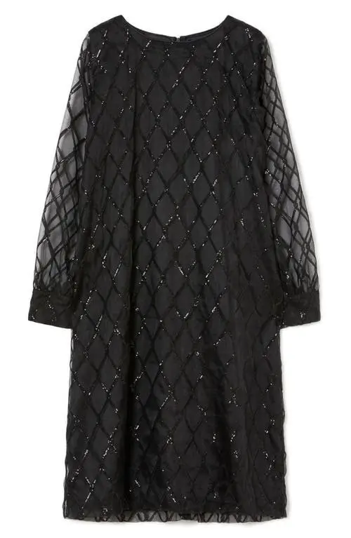 sequin diamond pattern dress Silver Black Glitter Showgirl's Dress With Laser-Cutout Diamond Sequin  Fringe