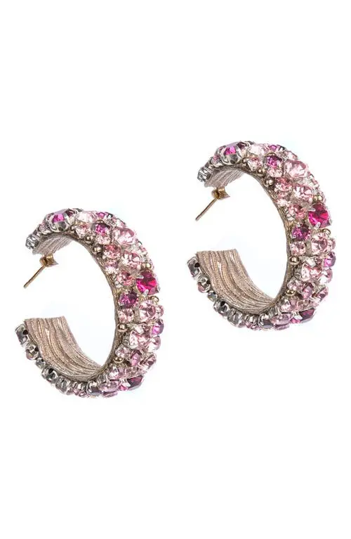 Deepa Gurnani Adelpha Crystal Hoop Earrings - Fuchsia