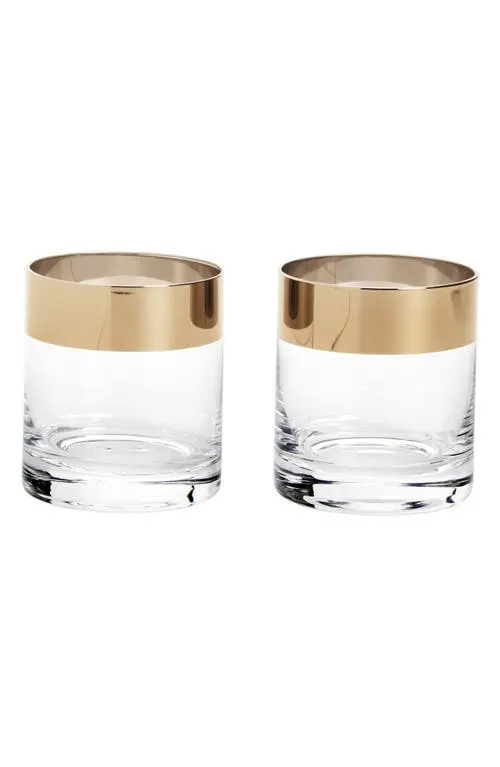 VISKI Irving Crystal Tumblers With Rim Set Of 2 - Bronze