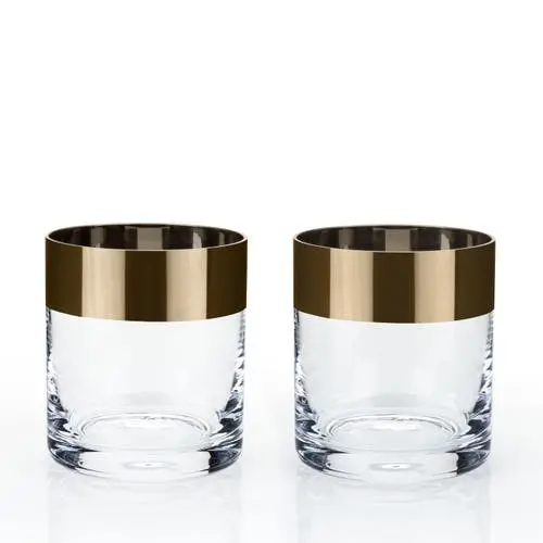 VISKI Irving Crystal Tumblers With Rim Set Of 2