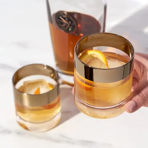 VISKI Irving Crystal Tumblers With Rim Set Of 2
