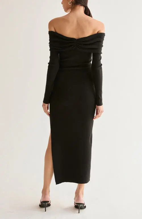CRESCENT Off-shoulder Sweater Midi Dress