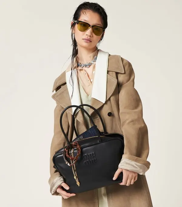 Miu Miu Leather Beau Shoulder Bag - Black