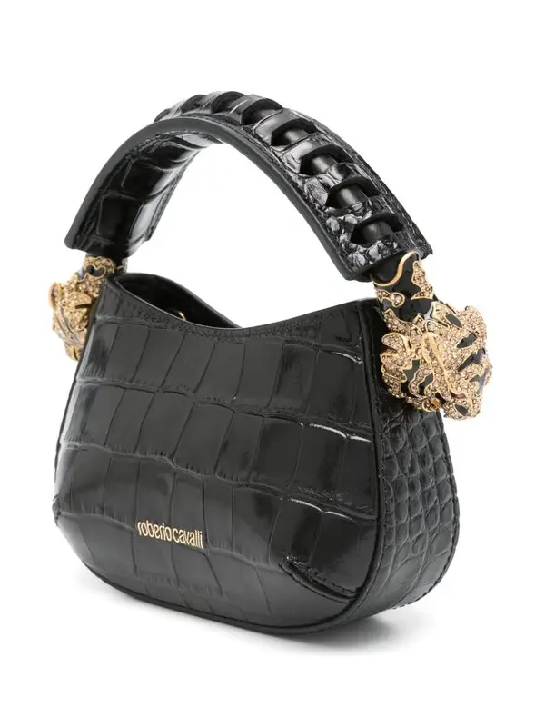 Roberto Cavalli Croc-embossed Mini Bag With Chain Strap