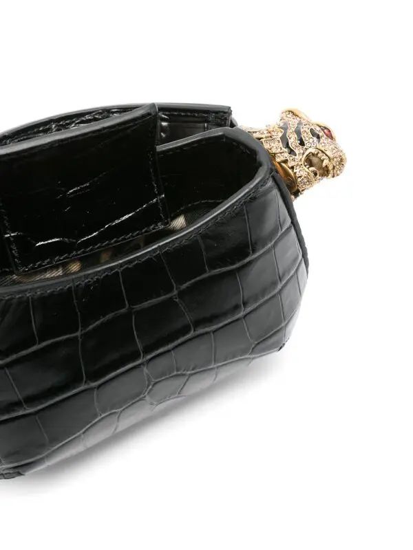Roberto Cavalli Croc-embossed Mini Bag With Chain Strap