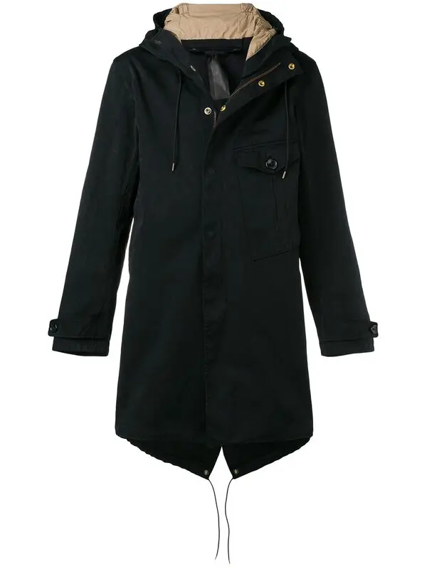 TEN C Hooded Parka Coat - Blue