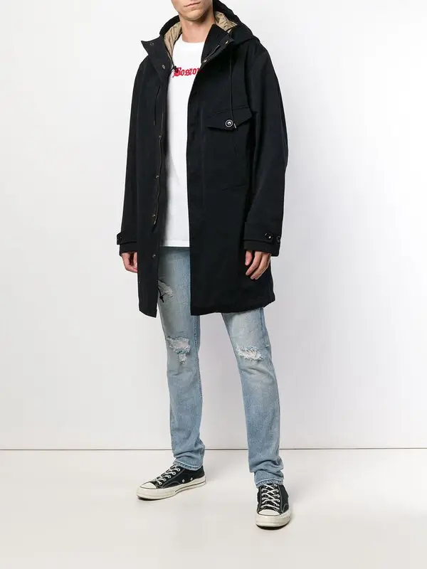 TEN C Hooded Parka Coat - Blue