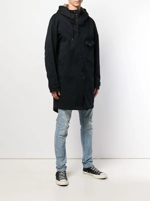 TEN C Hooded Parka Coat - Blue