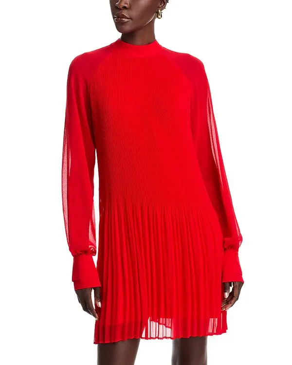 BOSS High Neck Blouson Sleeve Dress - Goji Berry