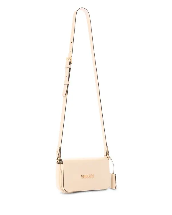 Versace Tag Mini Leather Shoulder Bag - Cream