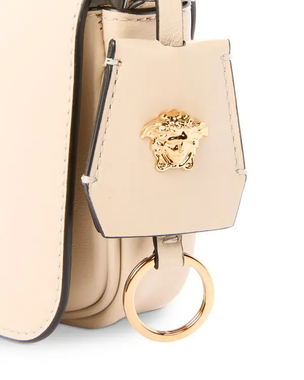 Versace Tag Mini Leather Shoulder Bag - Cream
