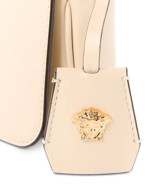 Versace Tag Mini Leather Shoulder Bag - Cream