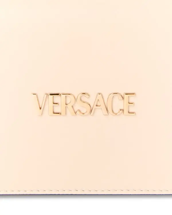 Versace Tag Mini Leather Shoulder Bag - Cream