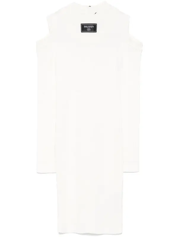 Balmain Ribbed Mini Dress - White
