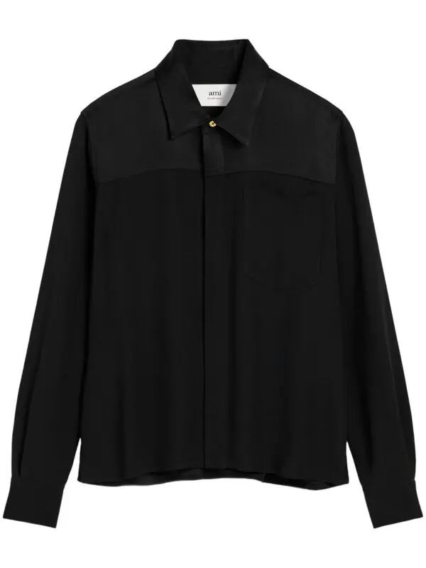AMI Paris Long-sleeved Contrasted Shirt
