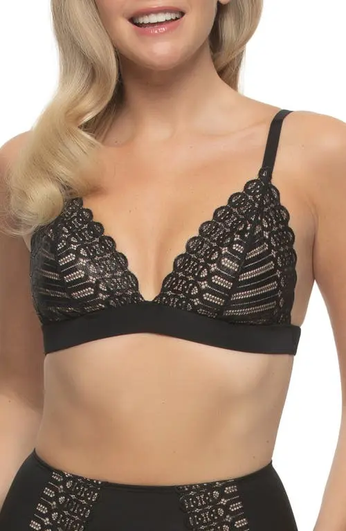 Felina Siren Shimmer Lace Bralette - Black Shimmer