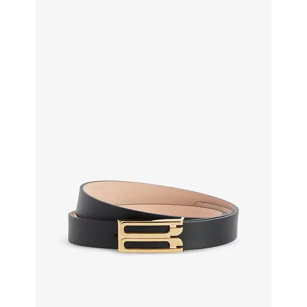 Victoria Beckham Brand-design-plaque Leather Belt - Black
