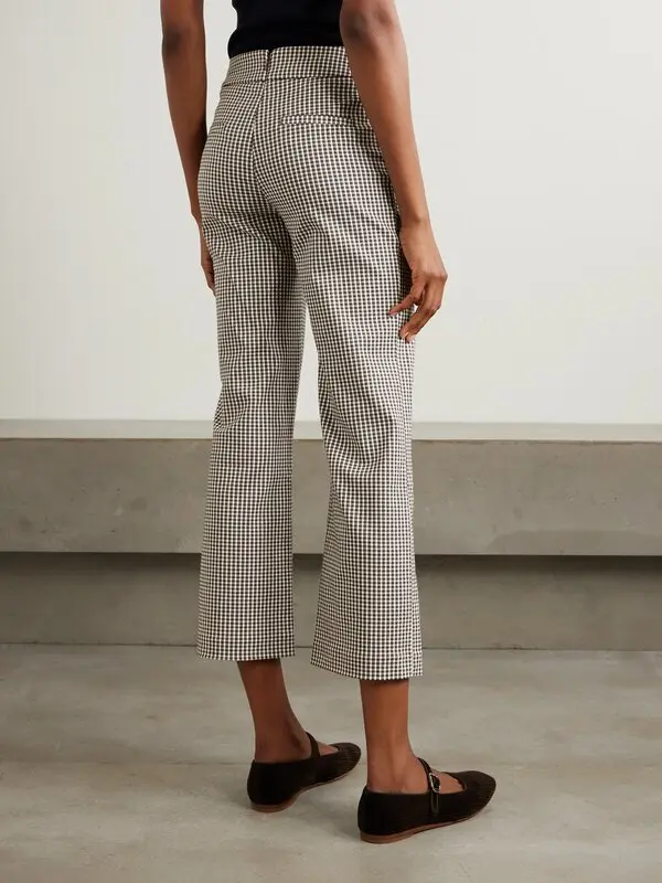 Staud Knack Cropped Gingham Flared Pants - Brown