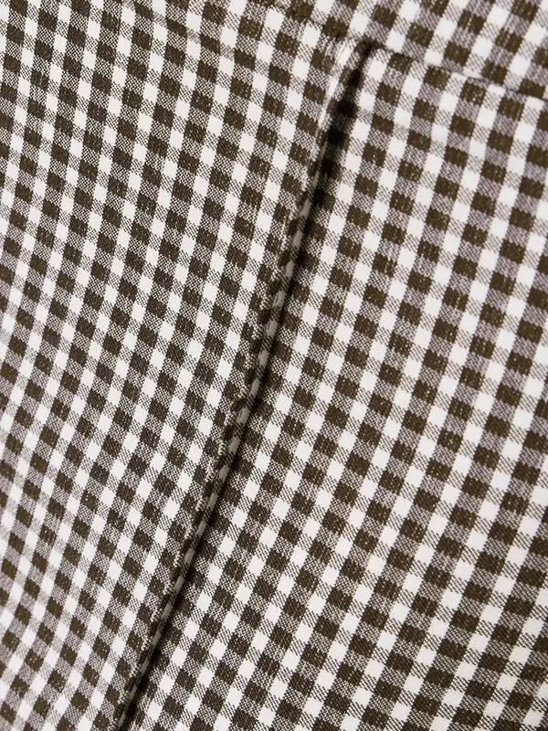Staud Knack Cropped Gingham Flared Pants - Brown