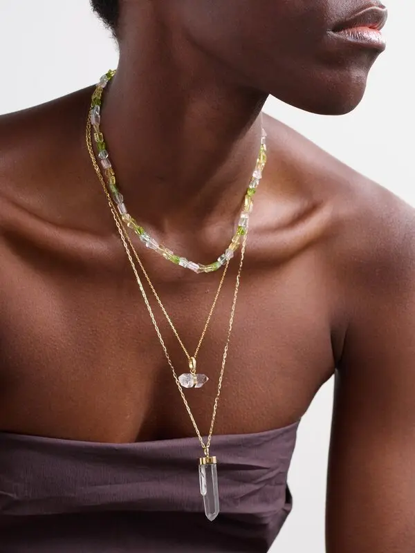 Jia Jia 14-karat Gold, Quartz And Diamond Pendant