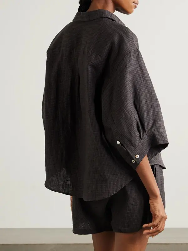 DEIJI STUDIOS 03 Checked Linen Pajama Set