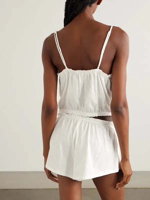 Skin Celeste Ruffled Organic Pima Cotton-jersey Pajama Set