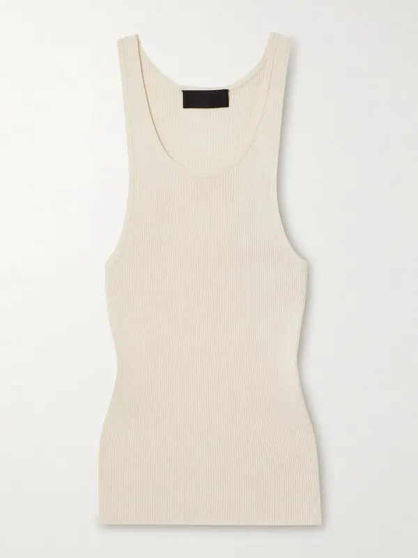 NILI LOTAN Selah Ribbed Silk-jersey Tank - Ivory
