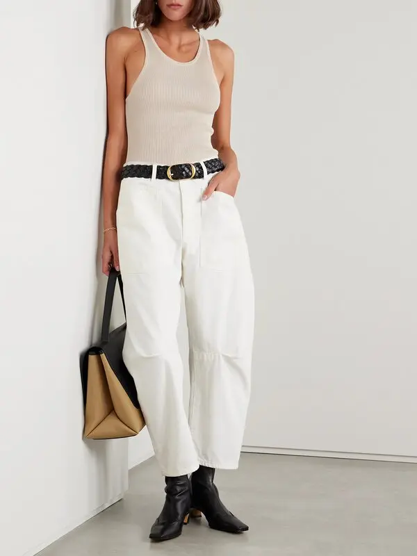 NILI LOTAN Selah Ribbed Silk-jersey Tank - Ivory