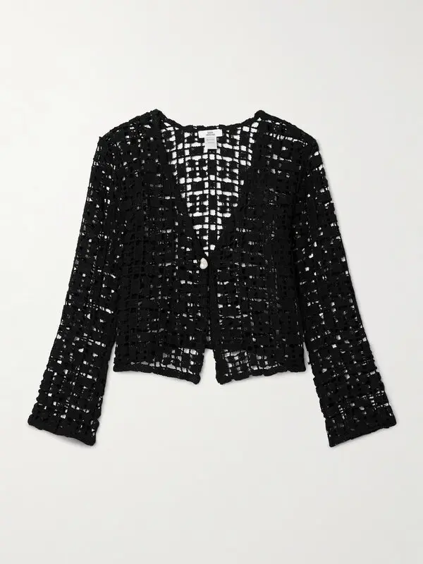 SARA CRISTINA Nerea Crocheted Cotton Top - Black