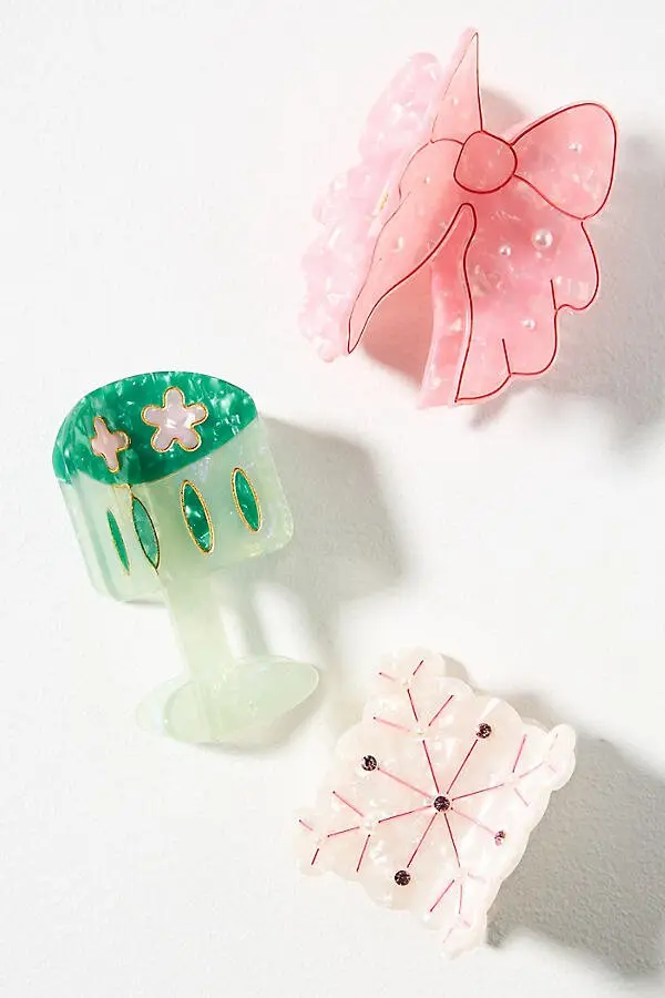 Snowflake and “apres” Hair-Clip Set Gymboree Hair Barrettes for Girls for sale | eBay main image 4