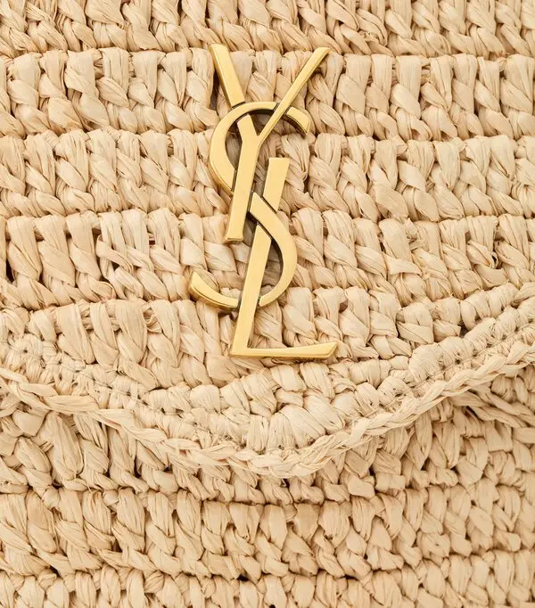 Saint Laurent Cassandre Raffia Envelope Pouch - Brown