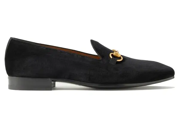 Gucci Gallipoli Horsebit Velvet Loafers - Black