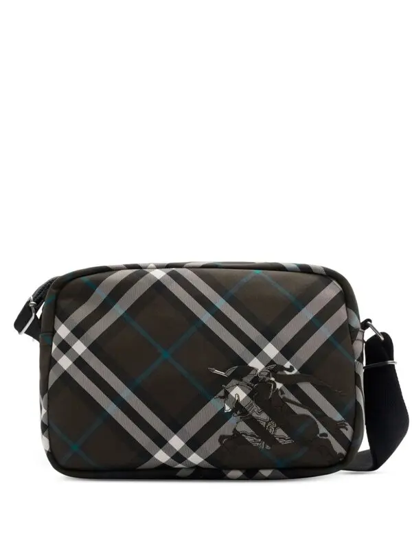 Burberry Checked Messenger Bag - Grey