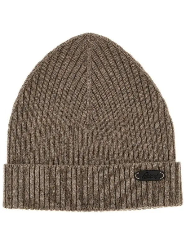 Brioni English Ribbed Beanie - Neutrals
