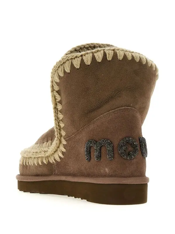 Mou 18 Boots With Shearling Lining And Crochet Trim - Brown