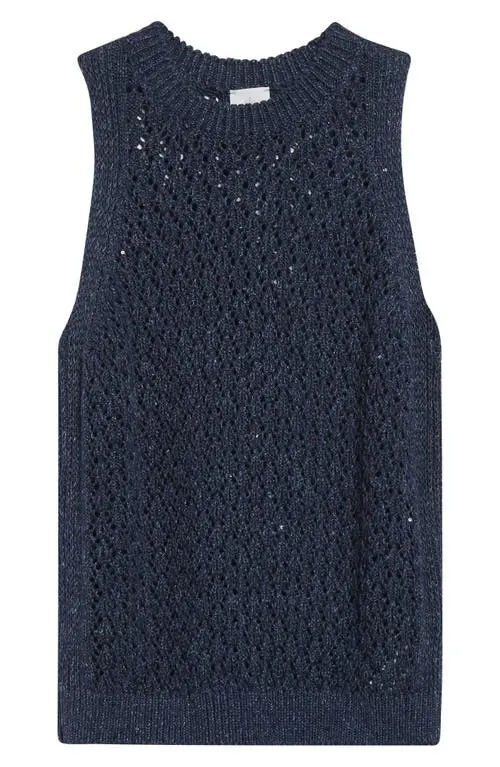 Eleventy Sequin Open Stitch Sweater Tank
