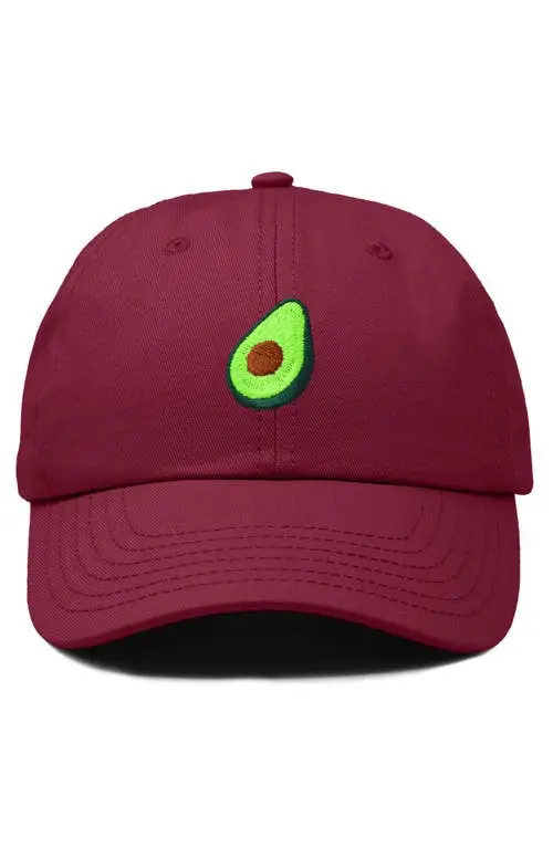DALIX Avocado Embroidered Baseball Cap - Maroon
