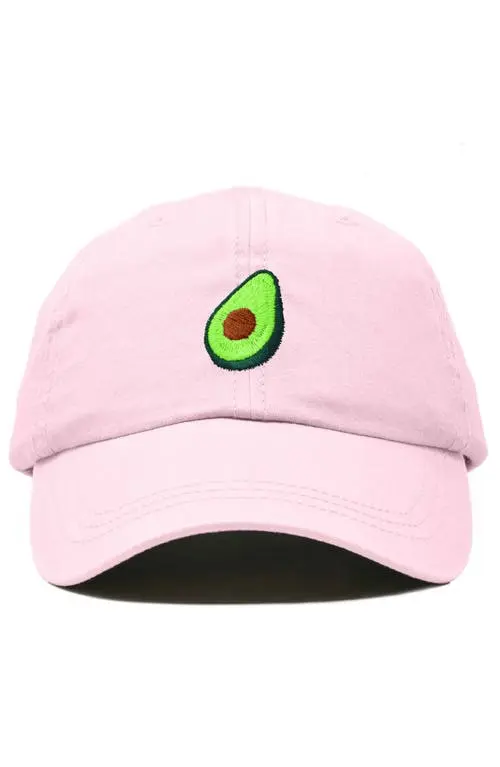 DALIX Avocado Embroidered Baseball Cap - Washed Pink