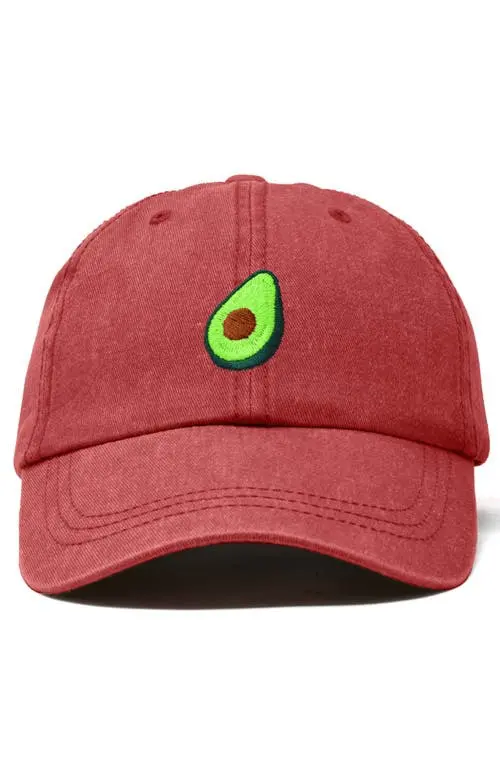 DALIX Avocado Embroidered Baseball Cap - Washed Red