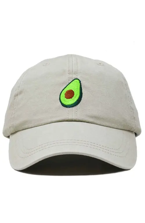 DALIX Avocado Embroidered Baseball Cap - Washed Stone White