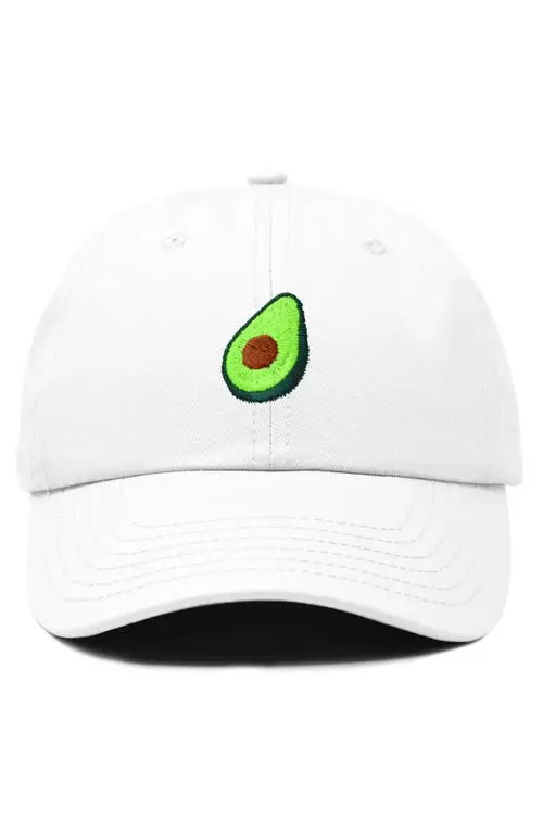 DALIX Avocado Embroidered Baseball Cap - White
