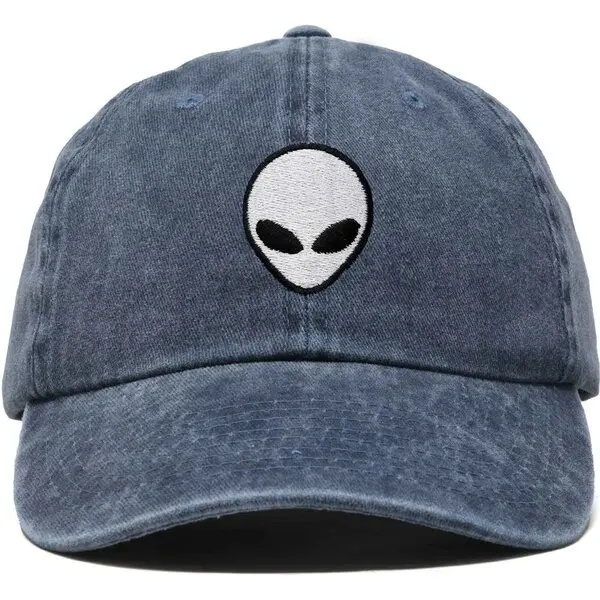 DALIX Alien Embroidered Cap - Washed Navy Blue
