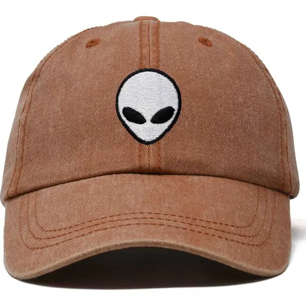 DALIX Alien Embroidered Cap - Washed Orange