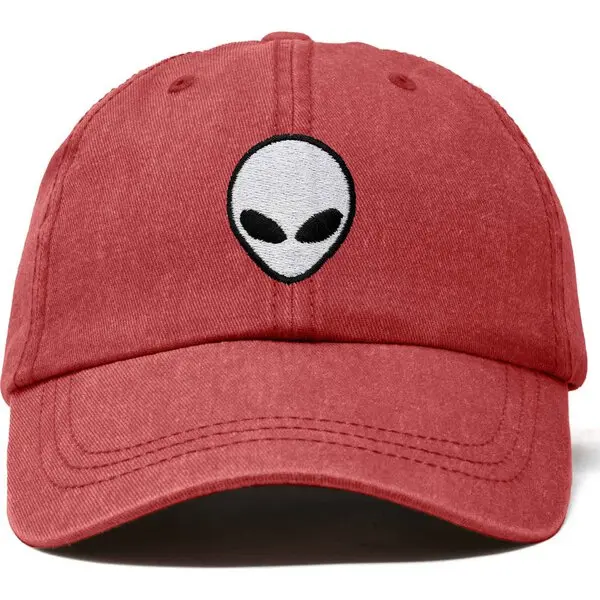 DALIX Alien Embroidered Cap - Washed Red