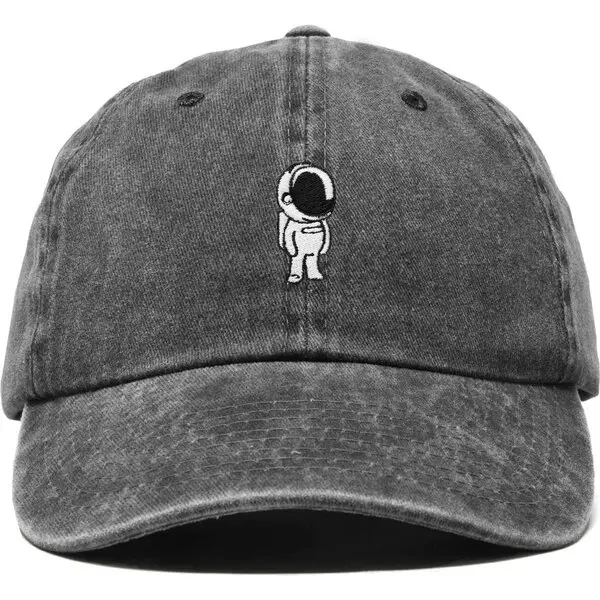 DALIX Astronaut Embroidered Cap - Washed Black