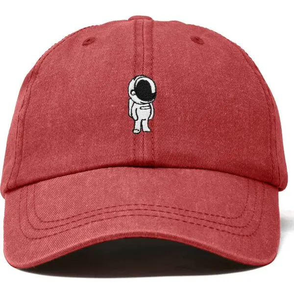 DALIX Astronaut Embroidered Cap - Washed Red