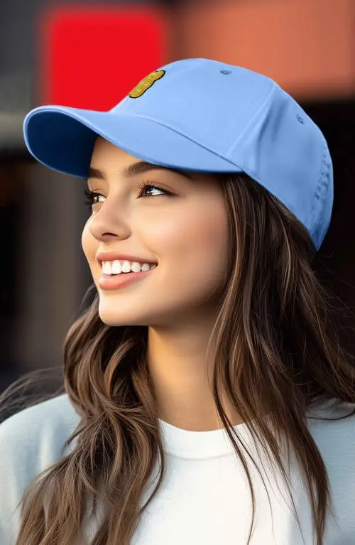 DALIX Gummy Embroidered Baseball Cap - Light Blue